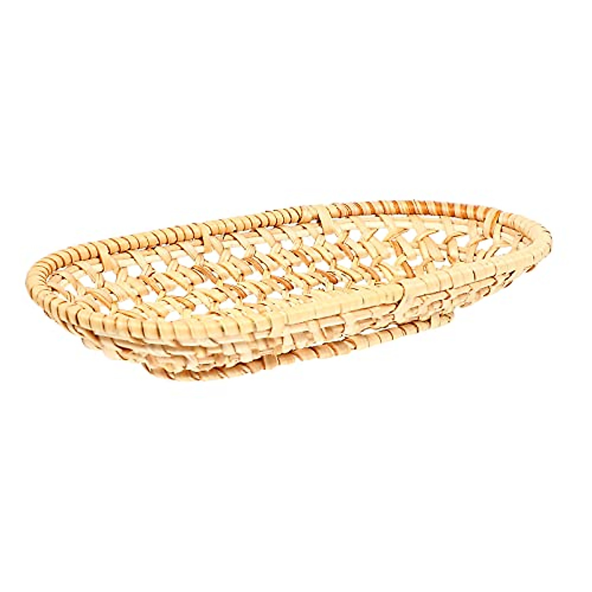 Holibanna Rattan Woven Storage Tray Guest Towel Tray Napkin Holder Sundries Basket Tabletop Organizer for Vanity Bathroom Tea Table