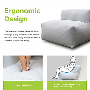 OPEAK Patio Furniture Set Bean Bag Outdoor Chairs Sectional Conversation Patio Set Daybed Furniture Outdoor Sofa Couch High Density Foam Filling Modern Comfy Patio Couch (Light Gray)