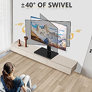 Universal Swivel TV Stand Table Top TV Stand Base with 4 Level Height Adjustable and Swivel Mount Bracket for 20-43 Inch Plasma LCD LED TVs, VESA 200x200mm