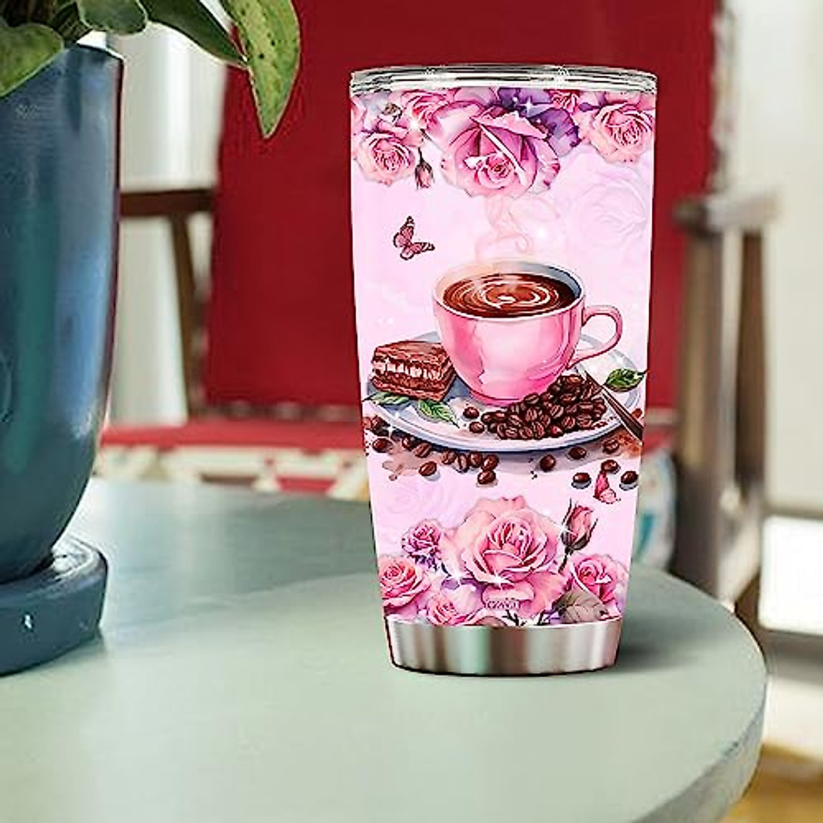 WONWIX Personalized Ideal Coffee Gifts for Coffee Lovers, Women, Girls, Wife, Daughter, Mom, 20oz Insulated Stainless Steel Travel Cup Mug Tumbler, Birthday, Christmas, Valentine, Mother's Day