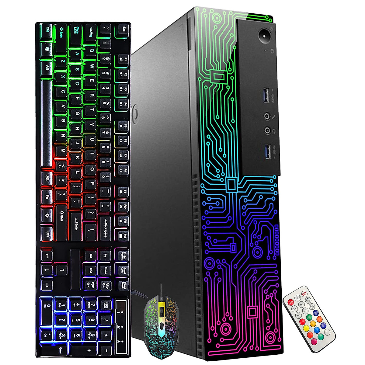 Lenovo ThinkCentre Desktop Computer PC, Intel Core i5, GeForce GT 1030 2GB GDDR5, 16GB DDR4 RAM, 1TB SSD, Wi-Fi, Bluetooth, 27 Inch Monitor, RGB Speakers - Windows 10 Pro (Renewed)