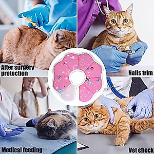 Johoxton Cat Cone Cat Cone Collar Soft Cat Recovery Collar After Surgery Cat Cones to Stop Licking Cat Donut Collar E Collar for Cats Puppy Dog (S, Pink)