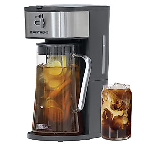 West Bend IT500-W Coffee Iced Tea Maker Includes an Infusion Tube to Customize The Flavor, Features Auto Shut-Off, 2.75-Quart, Black