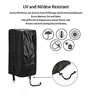 Seven Sparta Electric Jack Cover, 600D Oxford Fabric Universal RV Electric Tongue Trailer Jack Protective Head Cover (Universal Size 18″H x 7 1/2″W x 9″D)