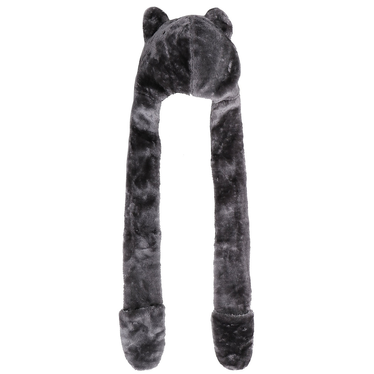 Simplicity Winter Animal Hats Caps Full Hoodie Grey Dog Caps with Scarf Mitten