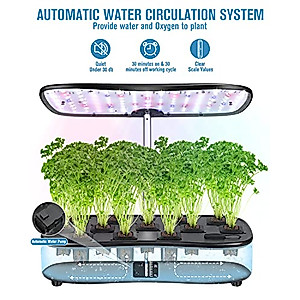 ONME Hydroponics Growing System, Indoor Herb Garden Kit with Grow Light, Indoor Gardening System with 12 Plant Pots, Aero Garden with Quiet Smart Water Pump Height Adjustable
