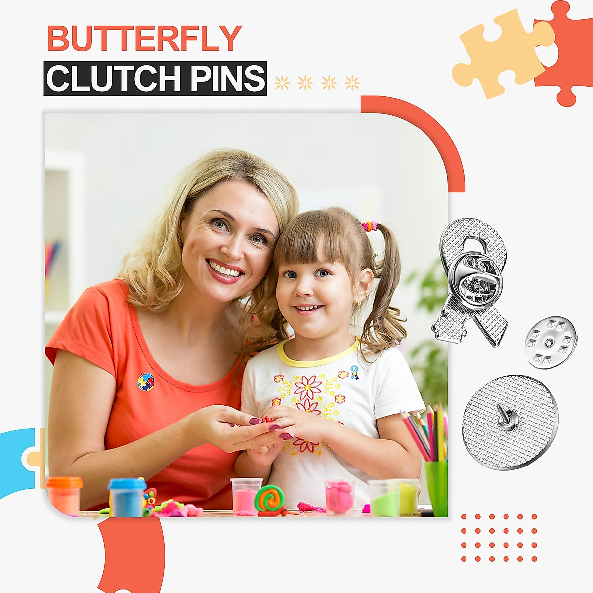 24 Pieces Autism Awareness Pin Autism Pin Lapel Pin Multi Color Autism Puzzle Piece Brooches Pins Autism Awareness Accessories for Clothing, Shirts and Jackets, 6 Styles (24 Pieces)