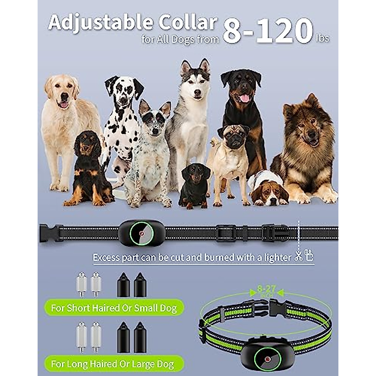 Dog Shock Collar for 2 Dogs, Dog Training Collar with Remote for Large Medium Small Dogs, Rechargeable E-Collar Waterproof Collars with 3 Training Modes, Range up to 3300Ft