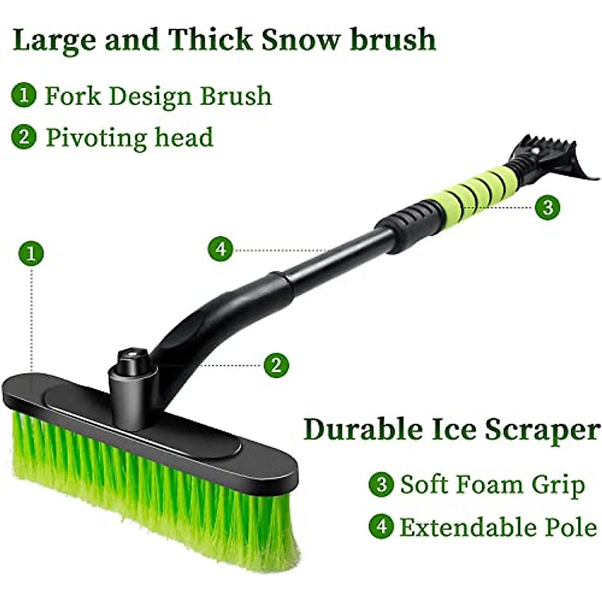 Ice Scraper for Car Windshield, SEAAES Extendable Snow Brush Remover with Foam Grip for Car Auto SUV Truck Windows