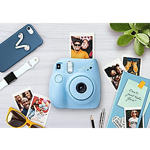 Fujifilm Instax Mini 7+ Camera, Easy to Operate, Portable, Handy Selfie Mirror, Polaroid Camera, Perfect for Beginners and Experts, Sleek and Stylish Design - Light Blue (Renewed)