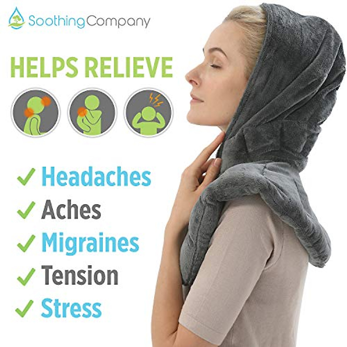Heating Pad Microwavable, Hooded Neck Heating Pad Microwavable for Shoulders, Legs, Stomach Cramps, Pain Relief Microwavable Heating Pad, Portable Heated Neck Wrap, Soft, Reusable, Cordless Hot Pad