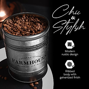 Amici Home Farmhouse Galvanized Canister Canister-76 oz, 76 oz, Gray