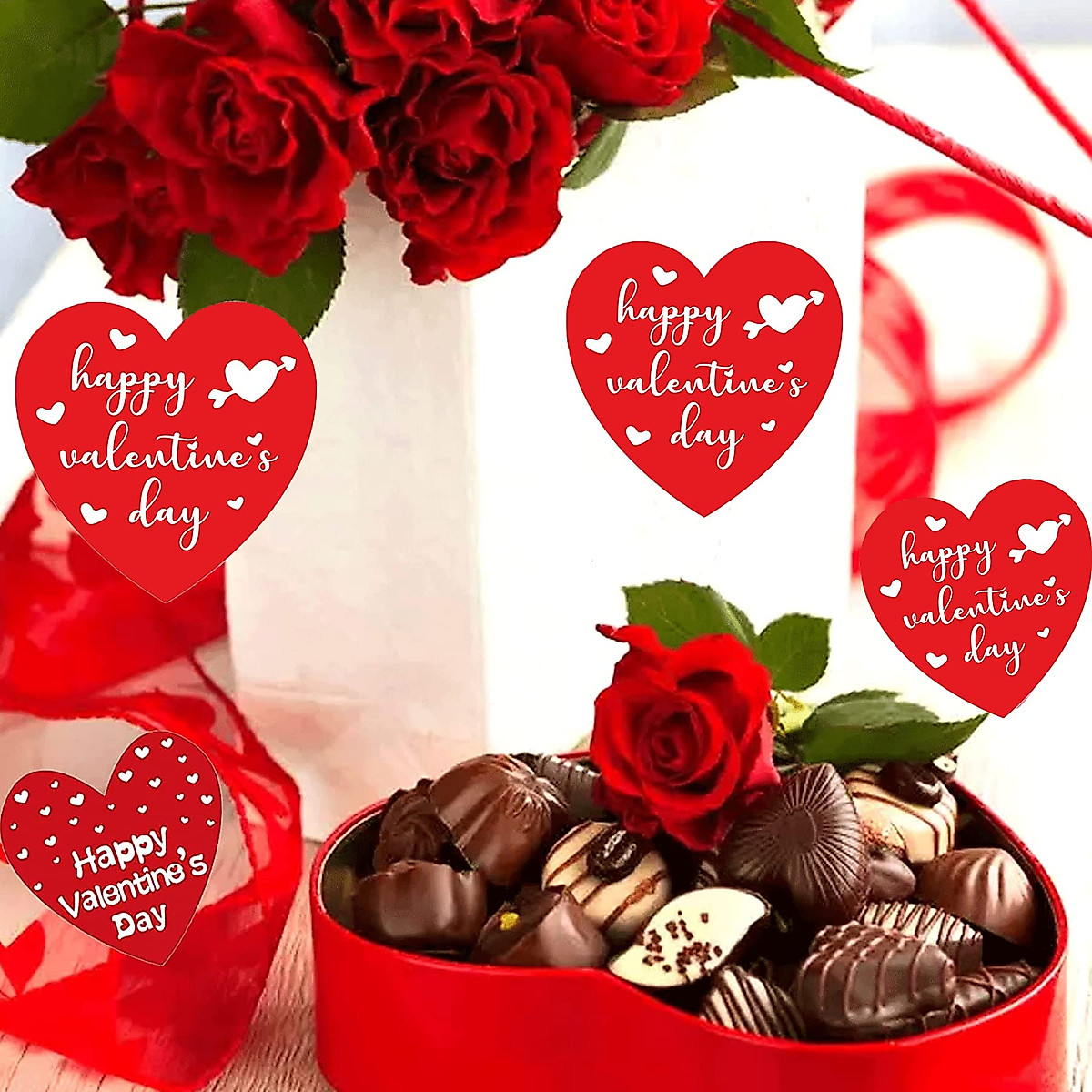 wootile Valentine's Day Heart Stickers, 2" Red Heart Shaped Labels 500 Pcs, Matte Finish for Gift Wrap, Decorations, Wedding Invitations, Party Favors, Crafts