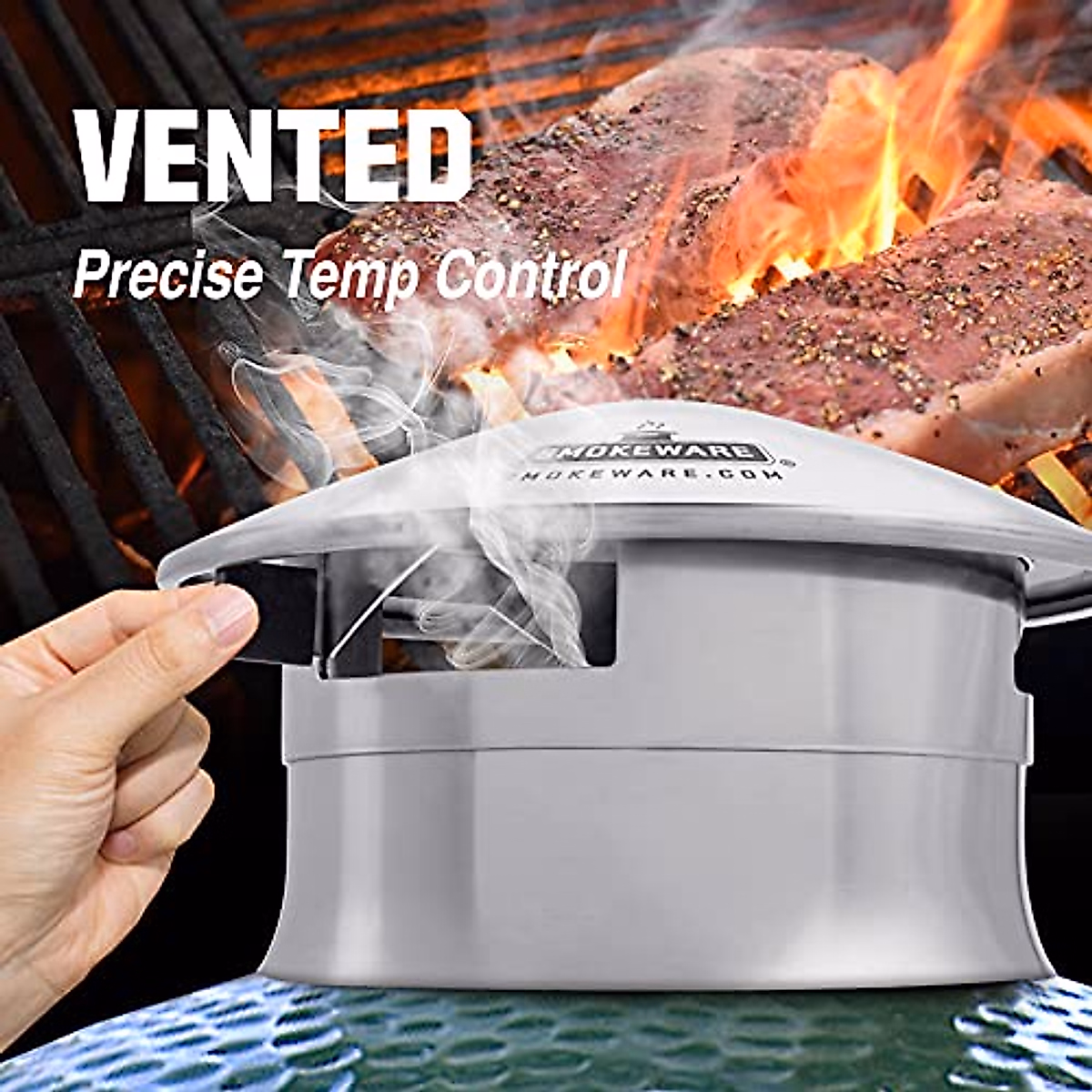 SmokeWare Vented Chimney Cap – Compatible with The Big Green Egg, Stainless Steel Replacement Accessory