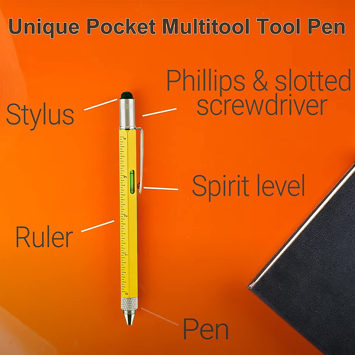Men Gifts Multi Tool Pen - 2PC Unique Gadgets Set for Dad Birthday Stocking Stuffers Fathers Day, Unique Pocket Multitool with Light, Gift Idea Tools with Flashlight Ruler