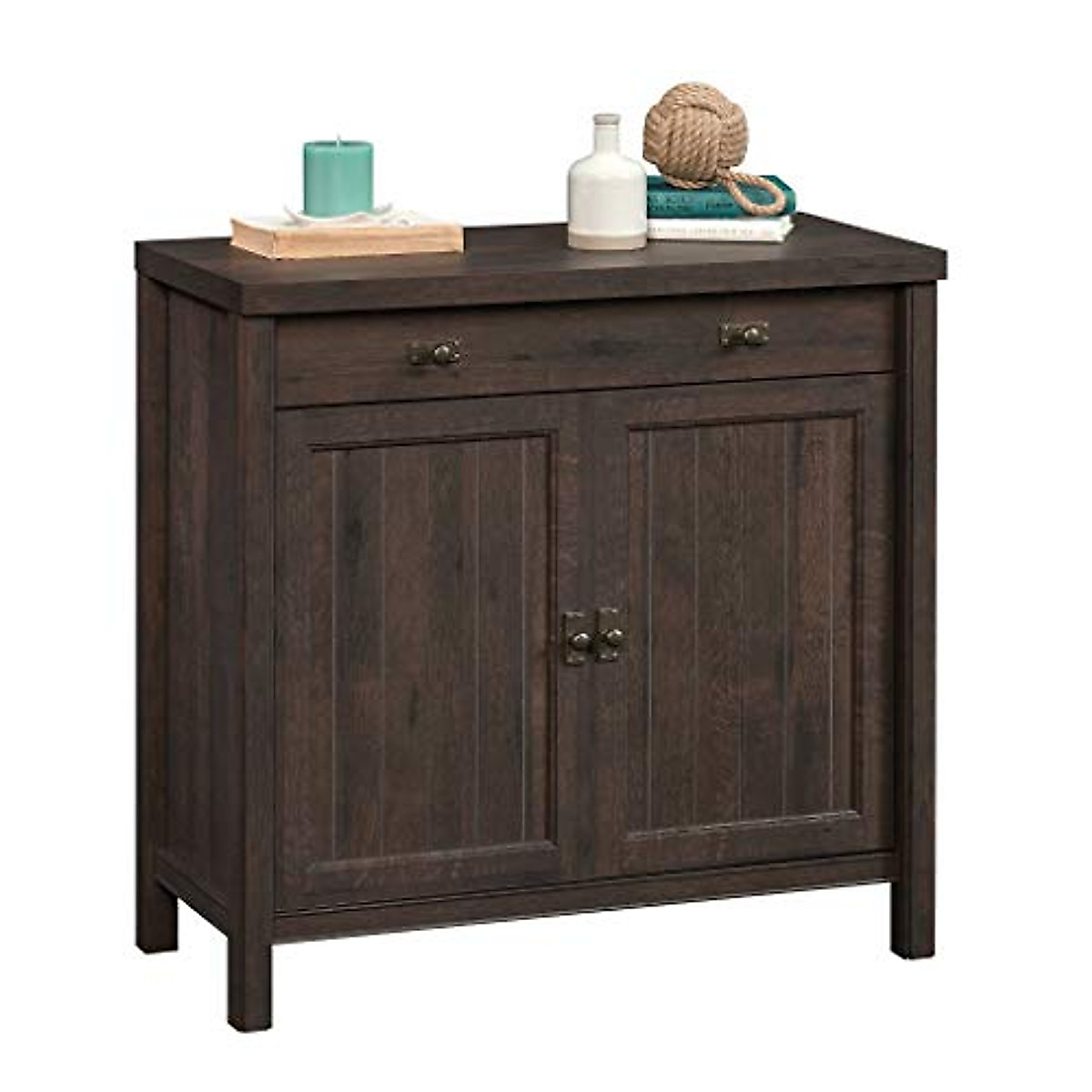 Sauder Costa Library Base, L: 31.30" x W: 14.41" x H: 30.00", Coffee Oak finish