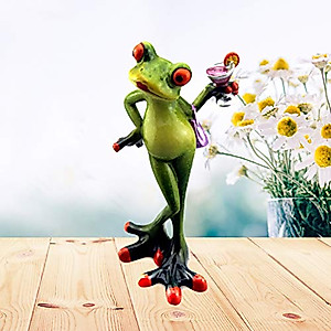 Happyyami Frogs Garden Statue Garden Mini Resin Animal Figurine Yard Sculpture Ornaments Lawn Outdoor Statues for Patio Lawn Tabletop Decorations