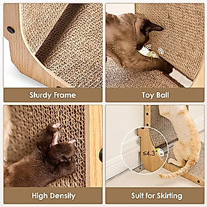 EHEYCIGA Cardboard Cat Scratcher for Indoor Cats, 26.8 Inch L Shaped Vertical Cat Scratching Board with Ball Cat Toy, Large Cat Scratcher Pad