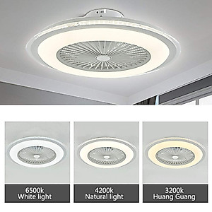 US DELIVER Ceiling Fan LED Fan Chandelier, 36 W, Ceiling Lighting, dimmable with Remote Control, Dimmable Adjustable Wind Speed, Modern Bedroom (White)