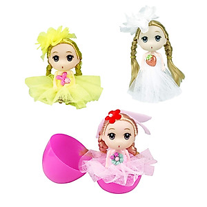 JIABNUKKN Easter Basket Stuffers Eggs Filled 6 Pack Large Eggs with Cute Dolls Inside, Easter Gifts Colorful Easter Egg Stuffers for Toddlers Kids EasterToys