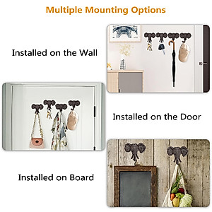 Sumnacon Cast Iron Coat Hook, 4PCS Wall-Mounted Coat Hook for Key Bag Towel Cup,Heavy Duty Towel Hook for Bathroom Kitchen Entrance Cloakroom,Elephant
