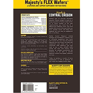 Majesty's Flex Wafers - Superior Horse/Equine Joint Support Supplement - Glucosamine, MSM, Chondroitin, Yucca, Vitamin C (Regular, 2 Pack (120 Count Total))