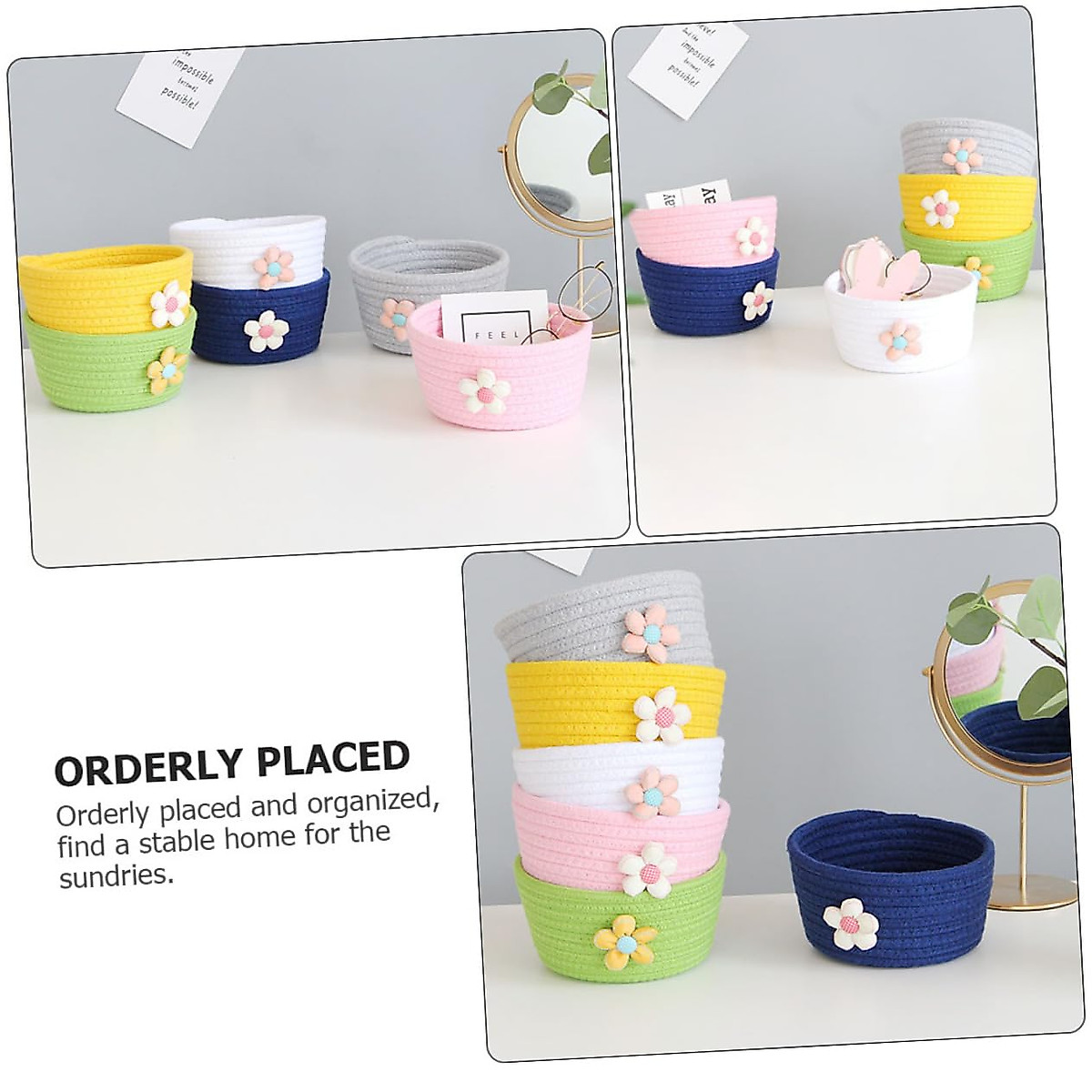 Cabilock Storage Box Storage Trays Baskets Woven Hamper Storage Bin Baskets Storage Bin for Toys Storage Baskets Cotton Rope Basket Sundries To Weave Woven Basket Cotton