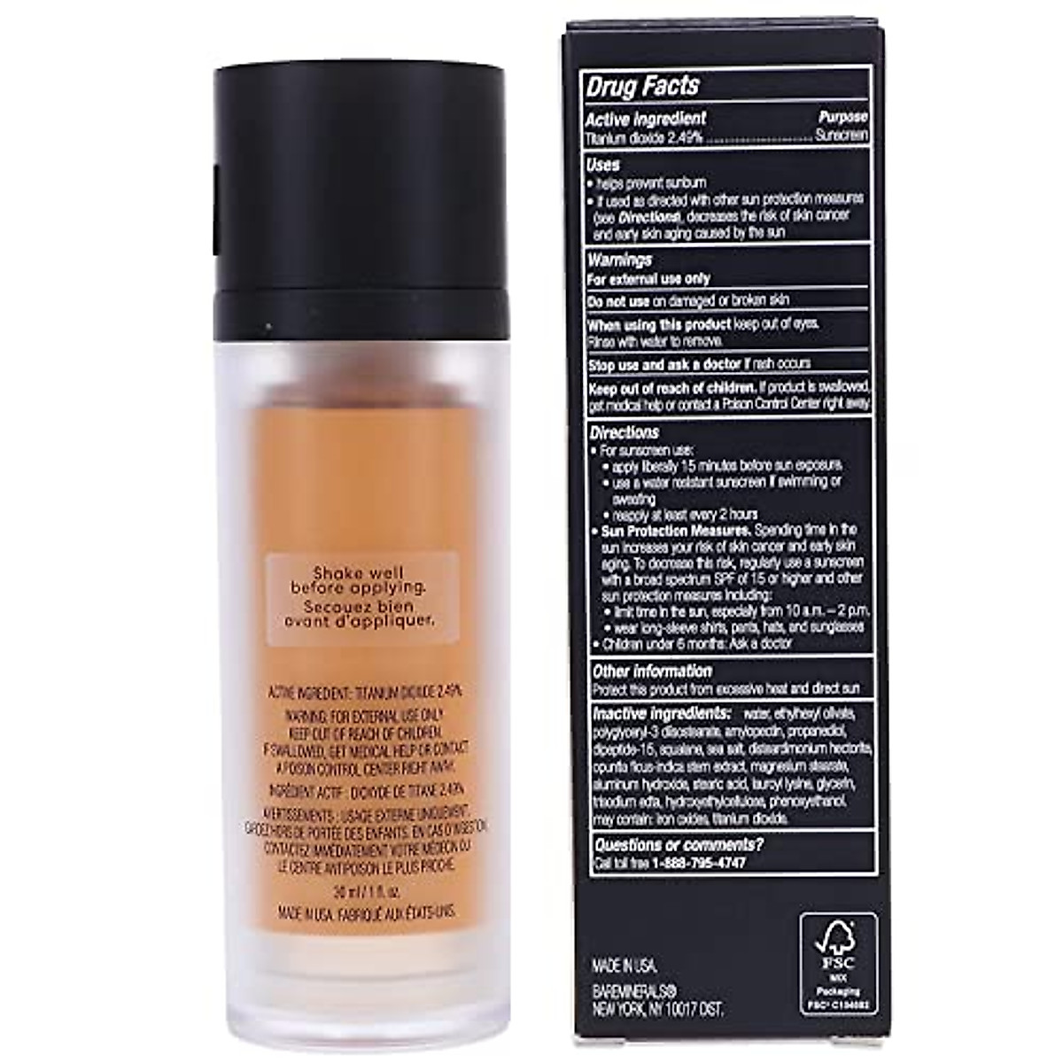 bareMinerals Original Liquid Mineral Foundation Broad Spectrum Spf 20, Golden Nude 16, 1 Fl Oz