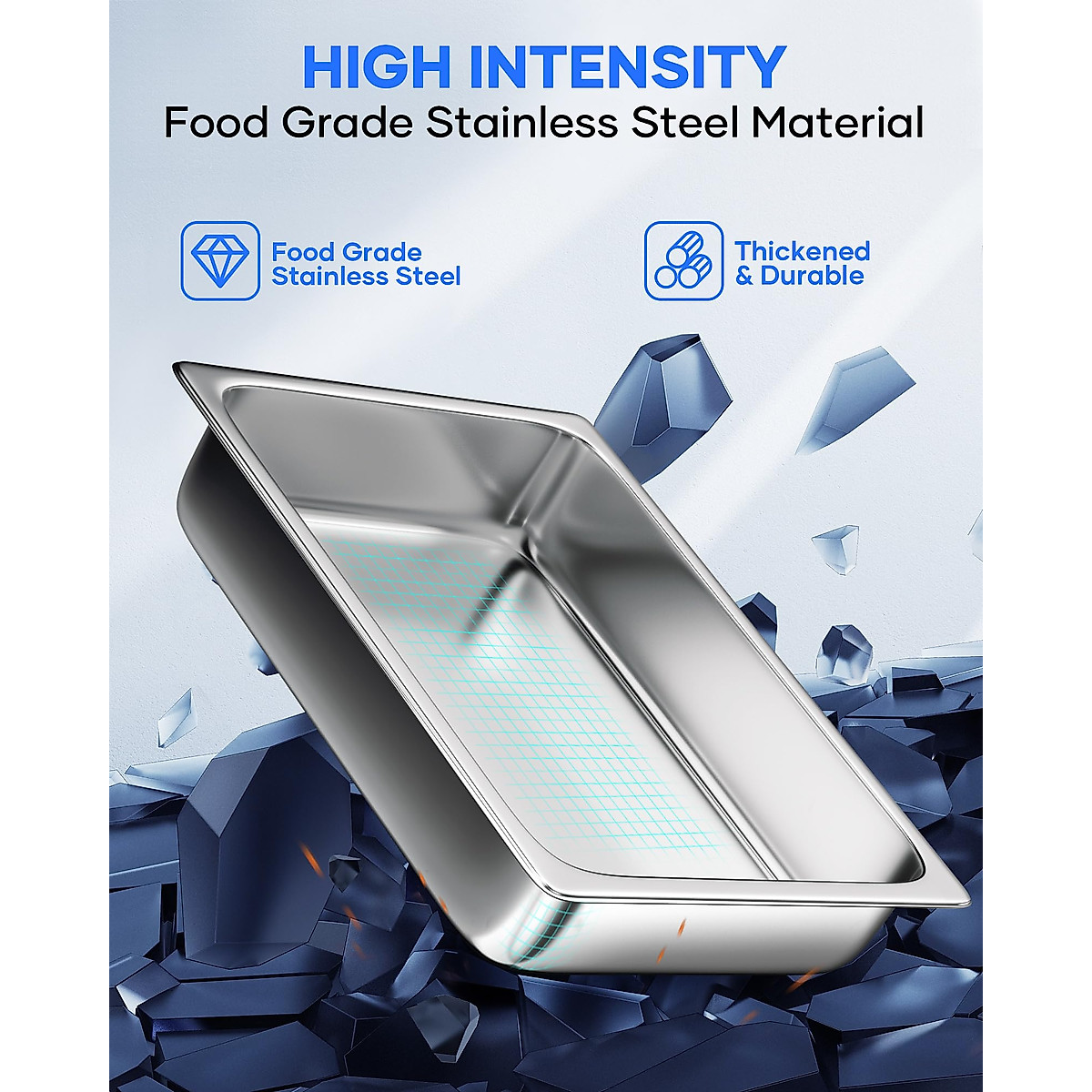 WantJoin Full Size Steam Table Pans, 6-Pack 4 Inch Deep Restaurant Steam Table Pans Commercial, Hotel Pan Made of 201 Gauge Stainless Steel