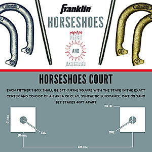 Franklin Sports Horseshoes Sets - Includes 4 Horseshoes and 2 Stakes - Official Weight Horseshoes and Stakes - All Weather Durable Sets - Starter