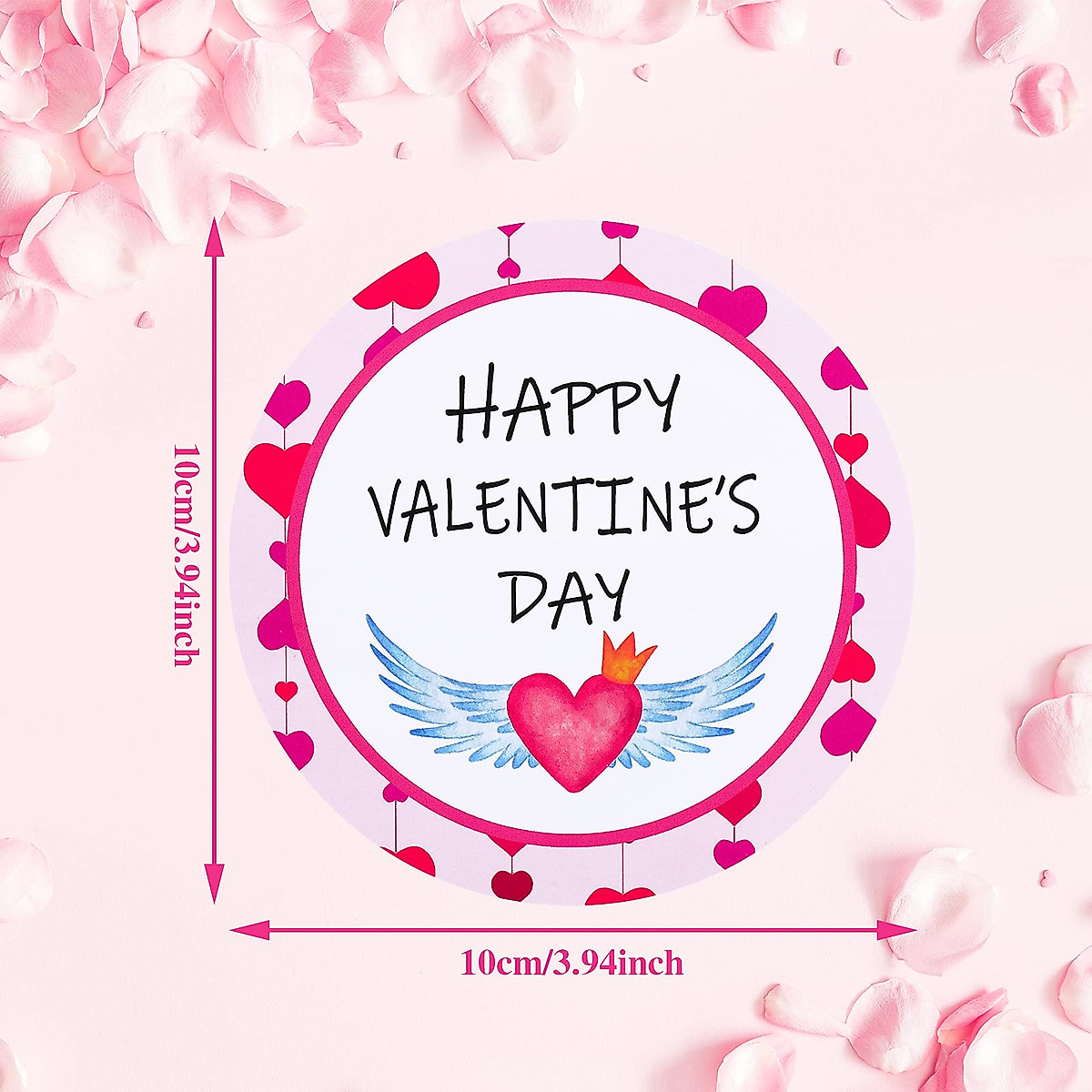 50 Pcs Valentine's Day Gift Stickers Valentines Stickers Round Valentines Labels Valentines Day Stickers for Envelopes Self Adhesive Love Decorative Stickers for Valentine Gift Wrap