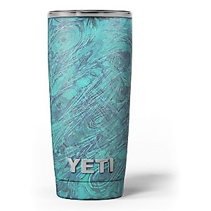 Design Skinz Teal Slate Marble Surface V48 - Skin Decal Vinyl Wrap Kit compatible with the Yeti Rambler Cooler Tumbler Cups