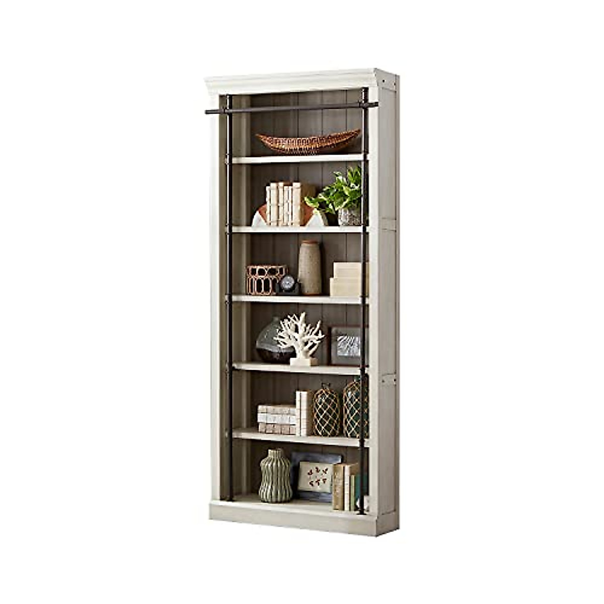 Martin Furniture Fully Assembled 8' Tall Bookcase, Aged Chateau White