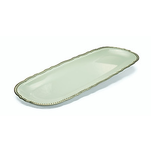 " OCCASIONS " 20 Plates Pack, Premium Disposable Wedding Party Plastic Trays 17.5'' x 6.5'' (Trays Rochelle Rochelle Seafoam/Mint & Gold)