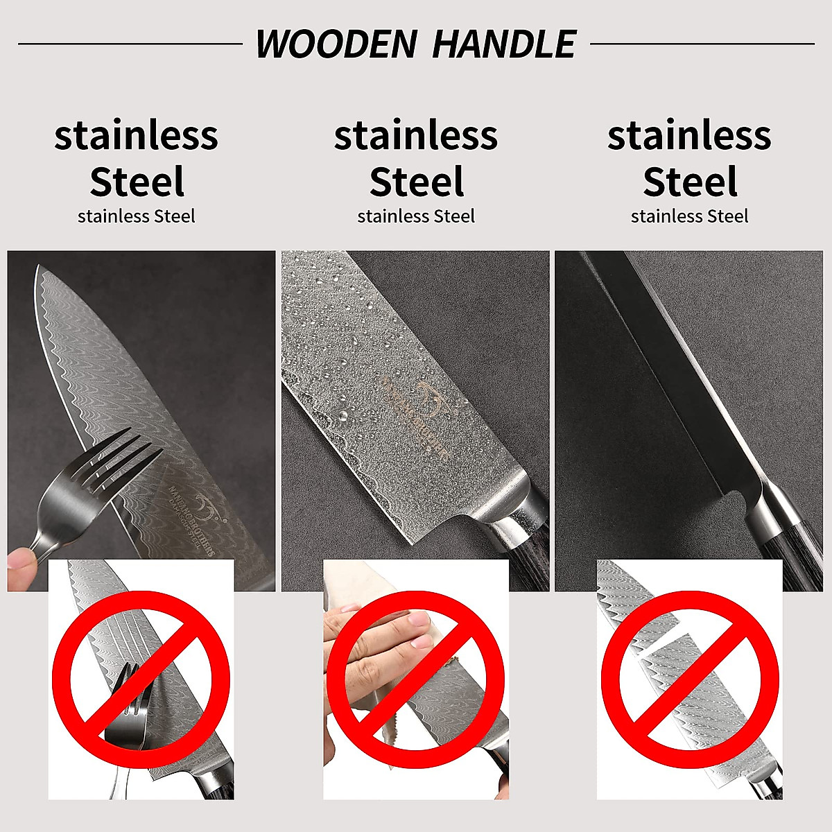 NANFANG BROTHERS Damascus Knife Set 4 PCS, Japanese Knife Set, Chefs Knife Sets Professional, Kitchen Knife Set, 8" Chef Knife, 5" Santoku Knife, 3.5" Paring Knife and Sharpener