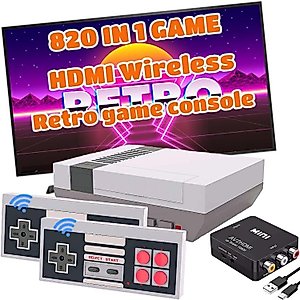 Retro Game Console,Classic Mini Game System Preloaded 820 Video Games and 2 Wireless Controllers,AV and HDMI Retro Toys Gifts for Kids and Adults.