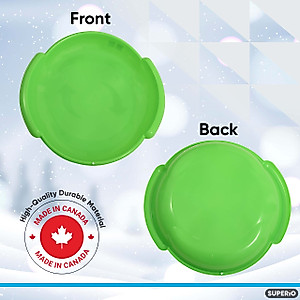 Superio Round Snow Saucer Sleds- 24” Plastic Disc Sleds for Kids and Adults- Heavy Duty Sled Discs with Handles for Downhill Sledding, Winter Outdoor Sports, (Red, Blue, Green)