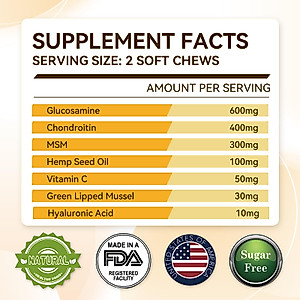 GKD Joint Supplement for Dogs, Glucosamine Hip & Joint Supplement for Dogs Support Aid with Care Mobility Bites Treats, Joint Chews for Dogs, Relief Arthritis Pain