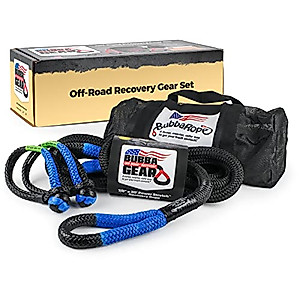 Bubba Rope Off-Road Truck Recovery Gear Set – Heavy-Duty Vehicle Tow Kit: Power Stretch Recovery Rope, 7/8” x 20’ - NexGen PRO Gator-Jaw Synthetic Shackles, 3/8” x 6.5” - Blue