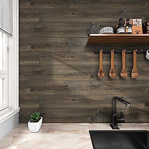 STICKEEP Bathroom Floor Tiles Peel and Stick Waterproof 6x36 in Vinyl Flooring Peel and Stick Floor Tile Kitchen Wood Vinyl Tiles Peel and Stick Floor for Living Room Office Bedroom Camper RV 4 PCS