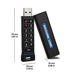 SecureData 8GB SecureUSB KP Encrypted Flash Drive with KeyPad Pin Authentication