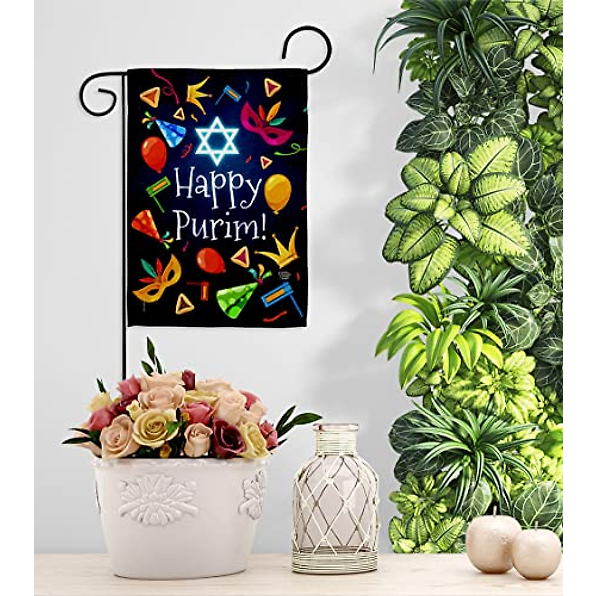 Ornament Collection Happy Purim Garden Flag Celebration House Decoration Banner Small Yard Gift Double-Sided, Made in USA