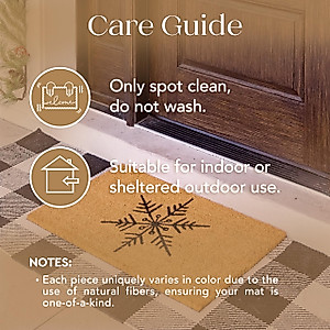 THEODORE MAGNUS Natural Coir Doormat with Non-Slip Backing - 17 x 30 - Outdoor/Indoor - Christmas Door Mat - Christmas - Snowflake - COIR-1730-15-311