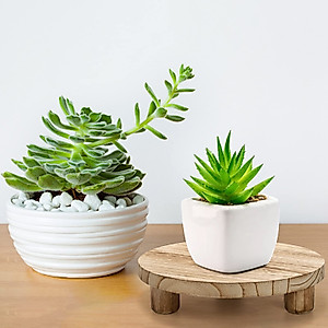 Bekith 3 Pack Wooden Stool Display Stand, Wood Stool Plant Riser, Round Small Plant Stand, Rustic Stool Flower Pot Holder, Modern Decorative Display Stand for Home Indoor and Outdoor