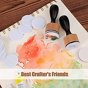 Briartw Alcohol Ink Blower Applicator Tool Set, Include 1 Round Blending Tool,1 Air Blower Mini Ink Blower,50 Felts Replacement Foams Mini Blending Tool for Card Making Embossing Painting Rendering
