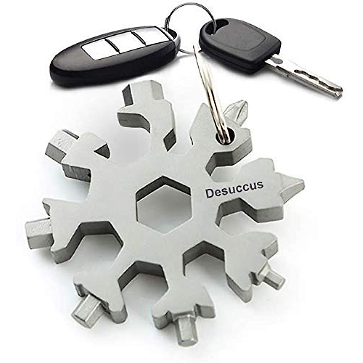 Desuccus 18-in-1 Snowflake Multi Tool, Bottle Opener/Flat Phillips Screwdriver Kit/Wrench, Stocking Stuffers for Men(Standard-Stainless Steel)