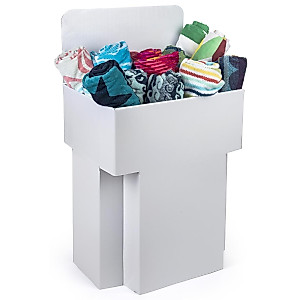 Displays2go, Set of 6 Cardboard Display Bins, Floor Standing Design – White Finish (WCDUMLRGWT)