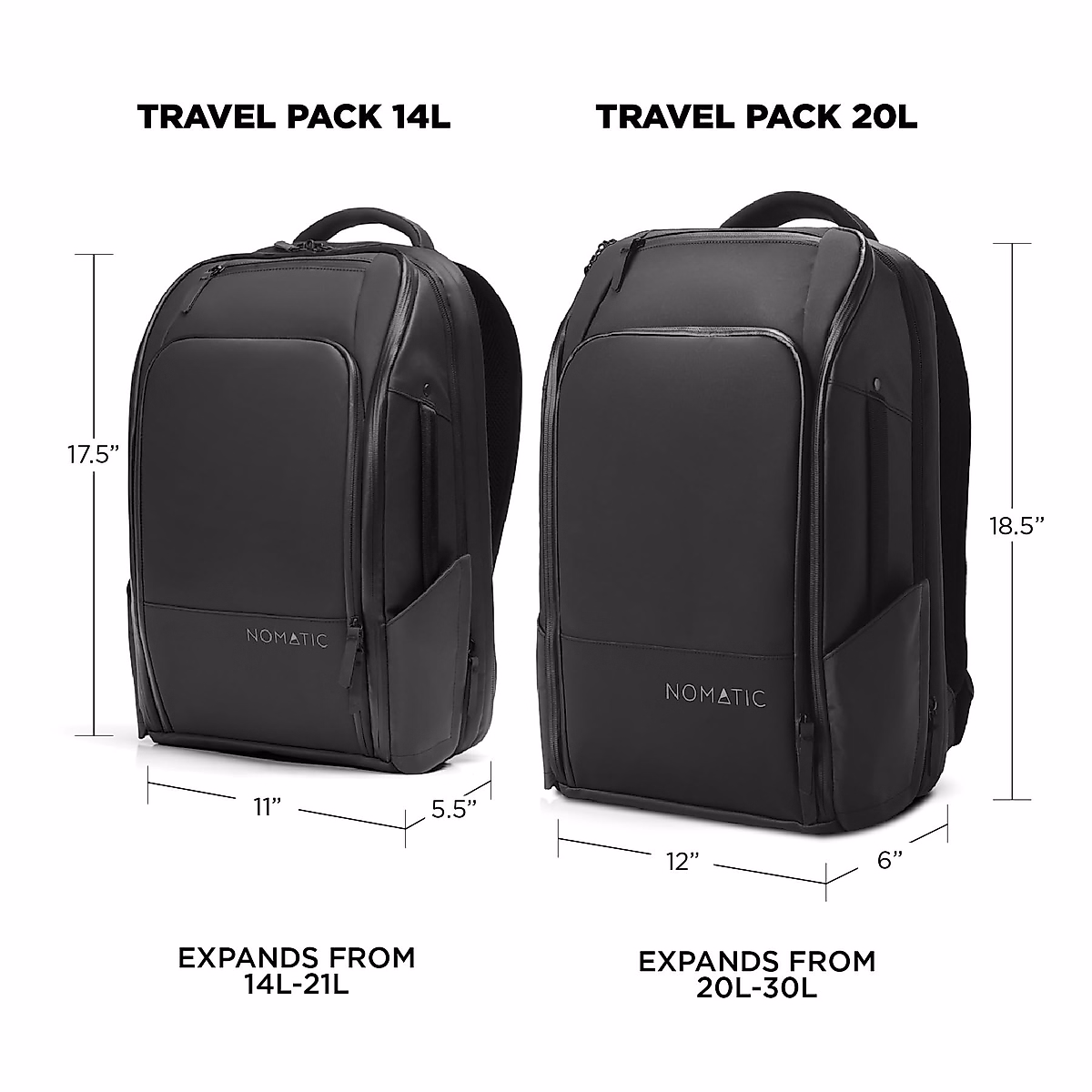 NOMATIC Travel Pack- Black Water Resistant Anti-Theft 30L Flight Approved Carry on Laptop Bag Computer Backpack