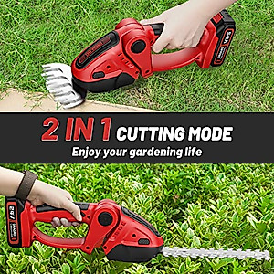 Dragro Cordless Grass Shears, 2 in 1 Electric Mini Hedge Trimmer Cordless, Handheld Grass Hedge Cutter Clippers, Battery Operated Weed Hedge Trimmer with 2Pcs 24V 2.0Ah Batteries and Charger Included