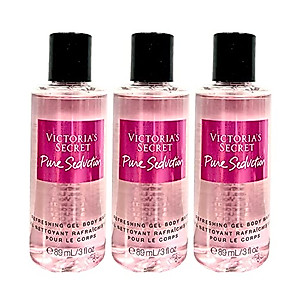Victoria's Secret Pure Seduction Mini Travel Size Refreshing Gel Body Wash 3 Fl Oz - 3 Pack (Pure Seduction)